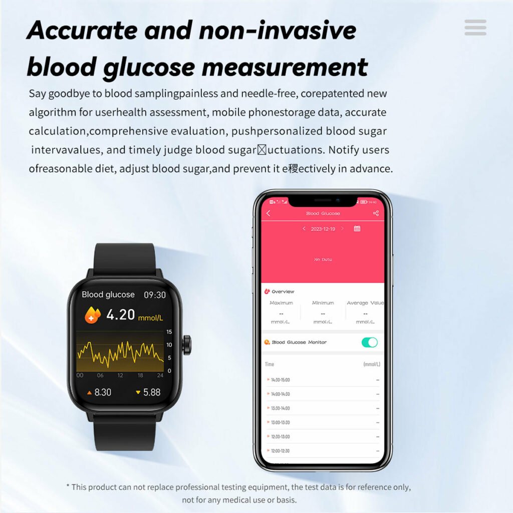 Blood Glucose Monitoring Smartwatch. Smart Watch for Non-Invasive Blood ...
